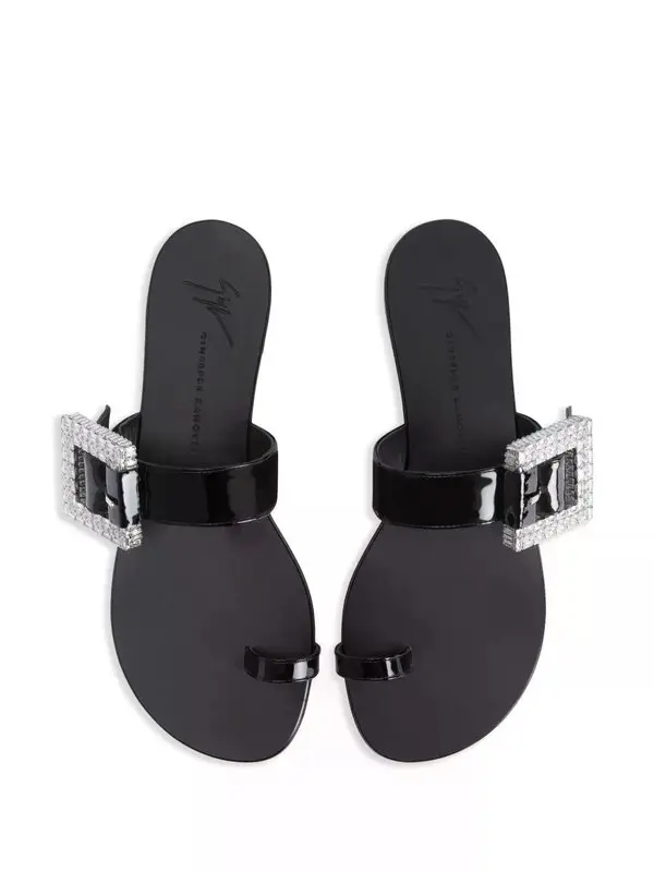 GIUSEPPE ZANOTTI Embellished Patent Sandals - Black