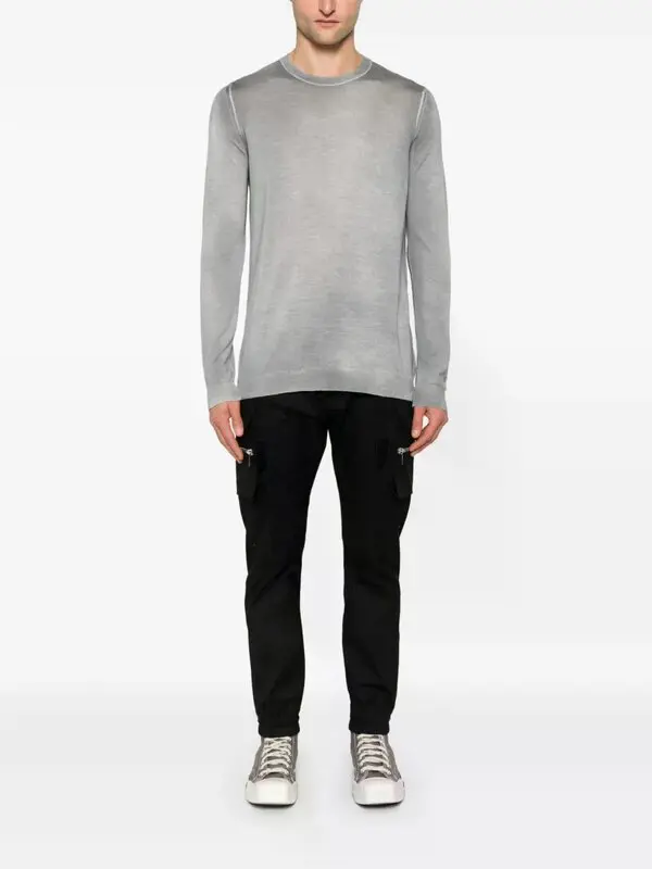 Avant Toi Distressed Crew Neck Sweater - Grey