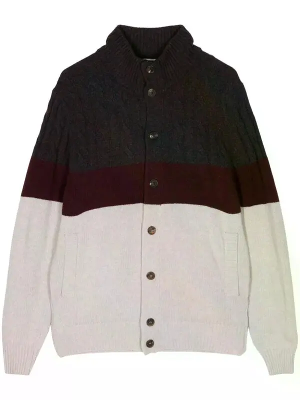 CRUCIANI Colour-block Cable-knit Cardigan - Neutrals