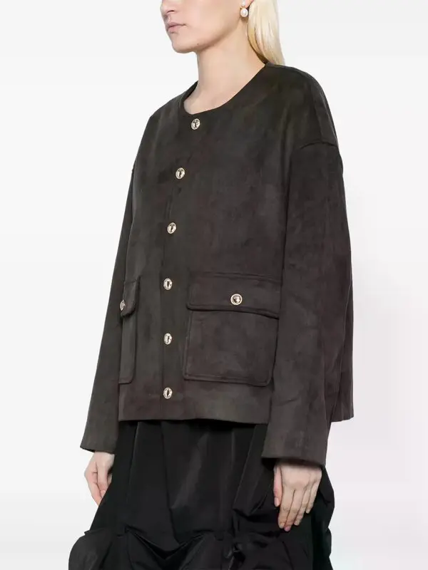 TOUT A COUP Button-down Jacket With Faux Suede Finish