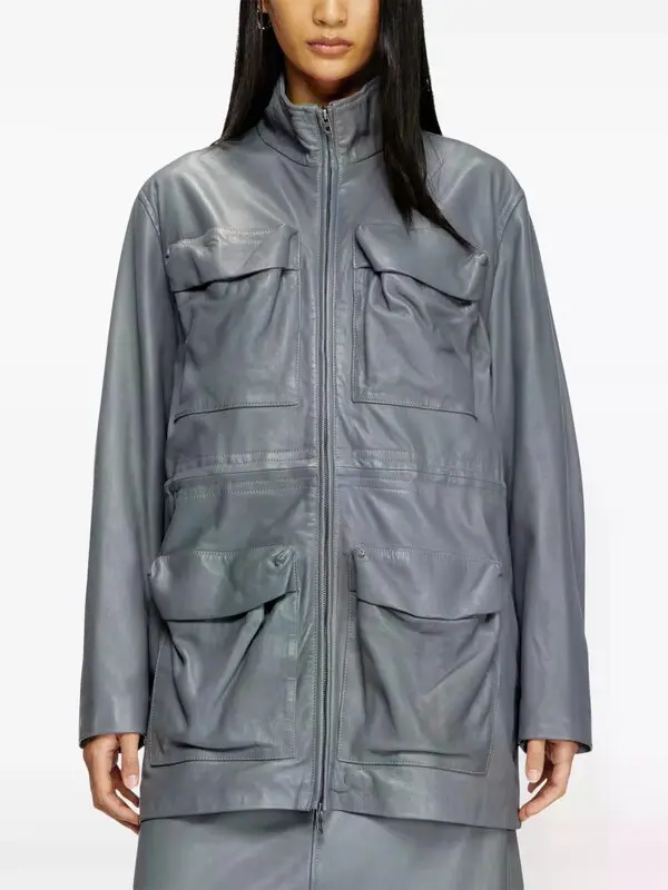 DIESEL® Leather Jacket With Zip Fastening And Flap Pockets