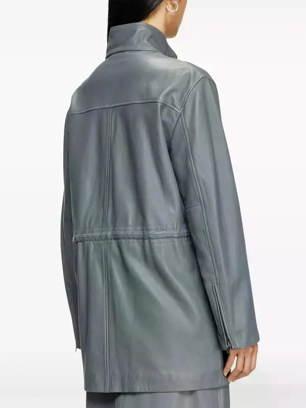DIESEL® Leather Jacket With Zip Fastening And Flap Pockets