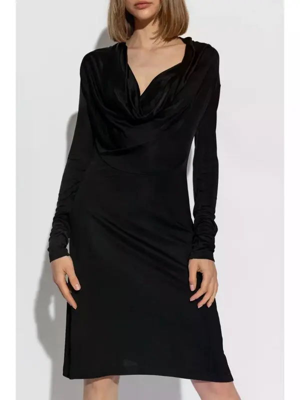 Helmut Lang Jersey Cowl Neck Long Sleeve Dress
