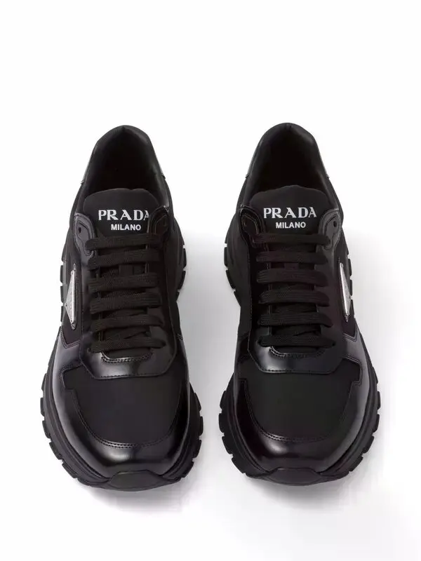 Prada Re-nylon And Brushed Leather Lace-up Sneakers