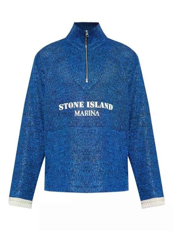 Stone Island Logo Embroidered High Neck Sweatshirt