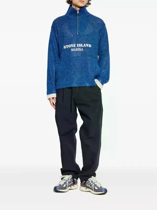 Stone Island Logo Embroidered High Neck Sweatshirt