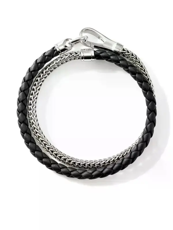 John Hardy Sterling And Leather Braided Wrap Bracelet