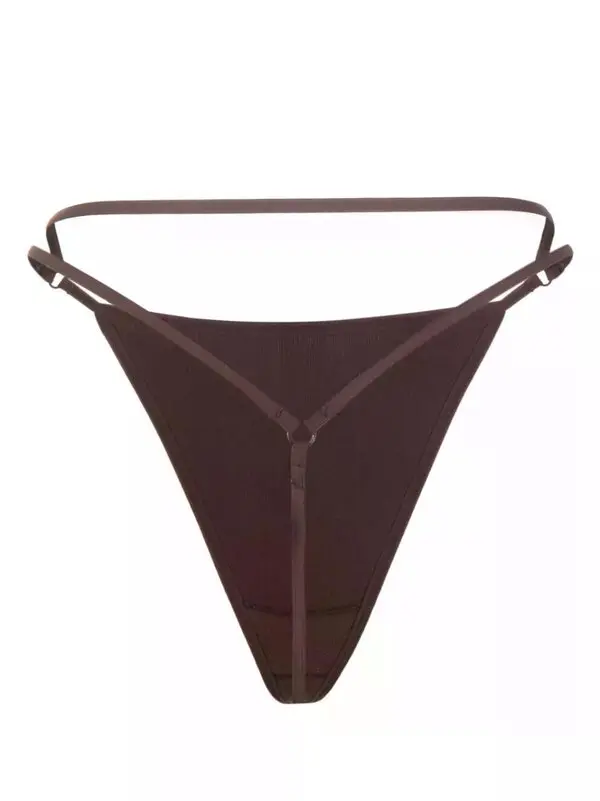 ANDREĀDAMO Strap-detailing Ribbed Thongs - Brown