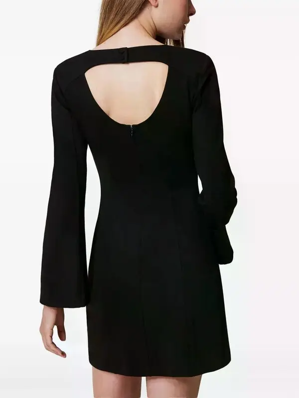 TWINSET Rhinestone Brooch Mini Dress
