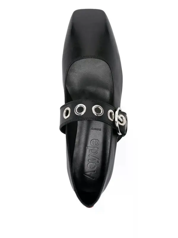 AeydĒ Uma Ballet Flats With Side Buckle - Black