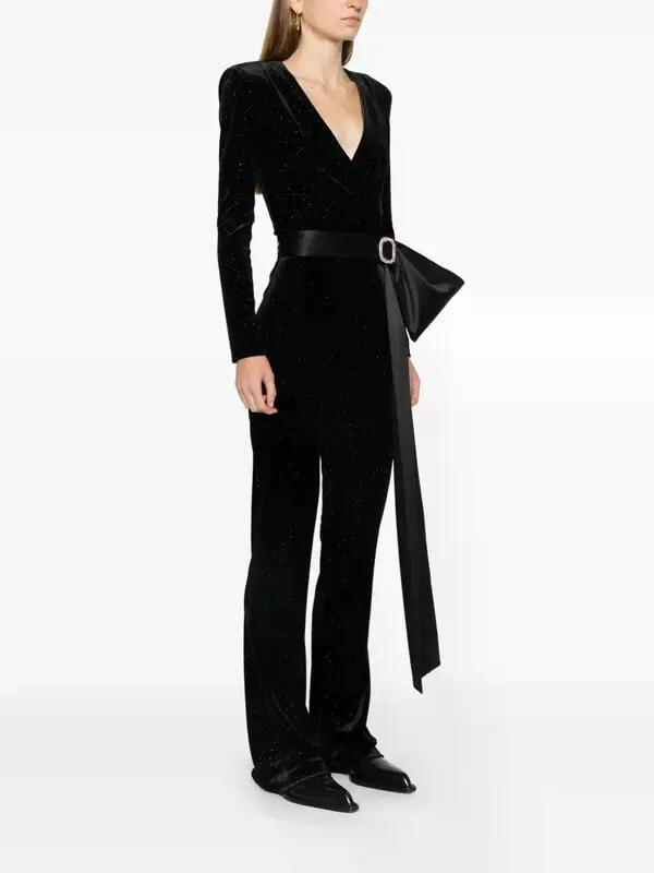 NISSA Velvet Glitter Detail Jumpsuit
