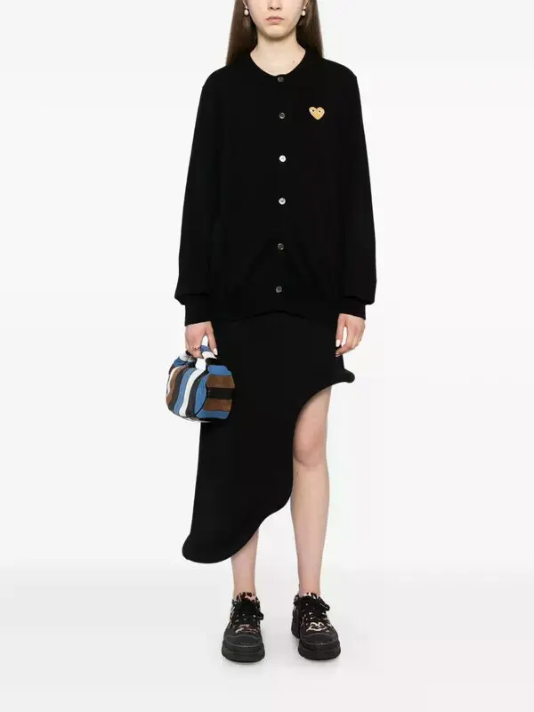 Play Comme Des Garcon Heart-patch Wool Cardigan - Black