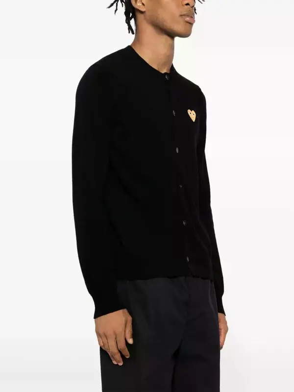 Play Comme Des Garcon Heart-patch Wool Cardigan - Black
