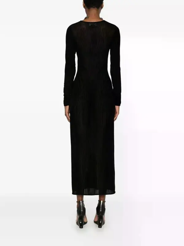 JEAN PAUL GAULTIER Mesh Flocked Finish Maxi Dress