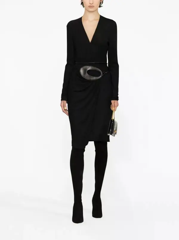 TOM FORD Belted Waist V-neck Dress