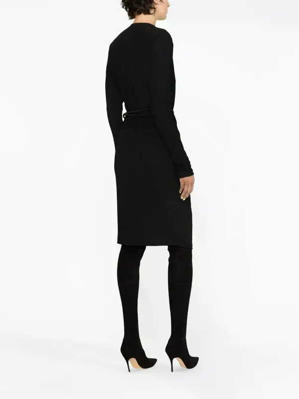 TOM FORD Belted Waist V-neck Dress
