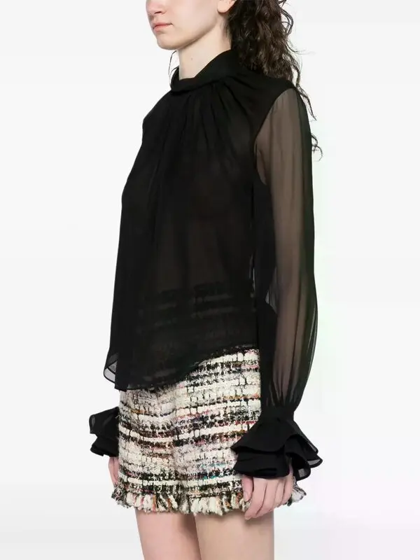 Giambattista Valli Semi-sheer Blouse With Draped Detailing