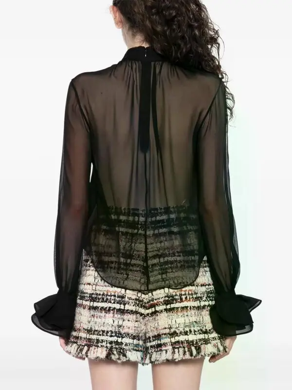 Giambattista Valli Semi-sheer Blouse With Draped Detailing