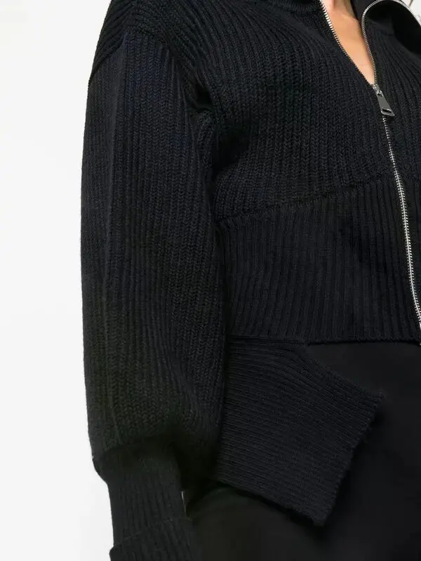 ANDREĀDAMO Ribbed Knit Zip-up Cardigan