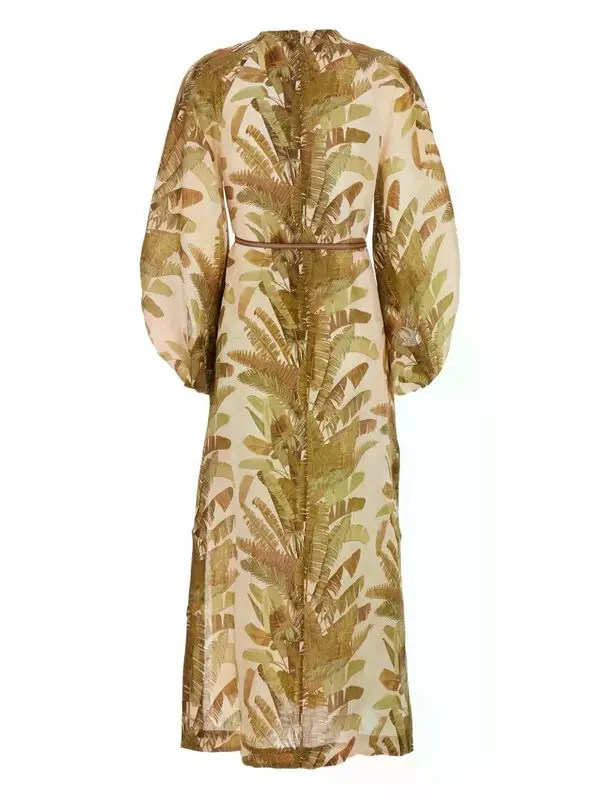 Zimmermann Ascension Leaf-print Midi Dress - Neutrals