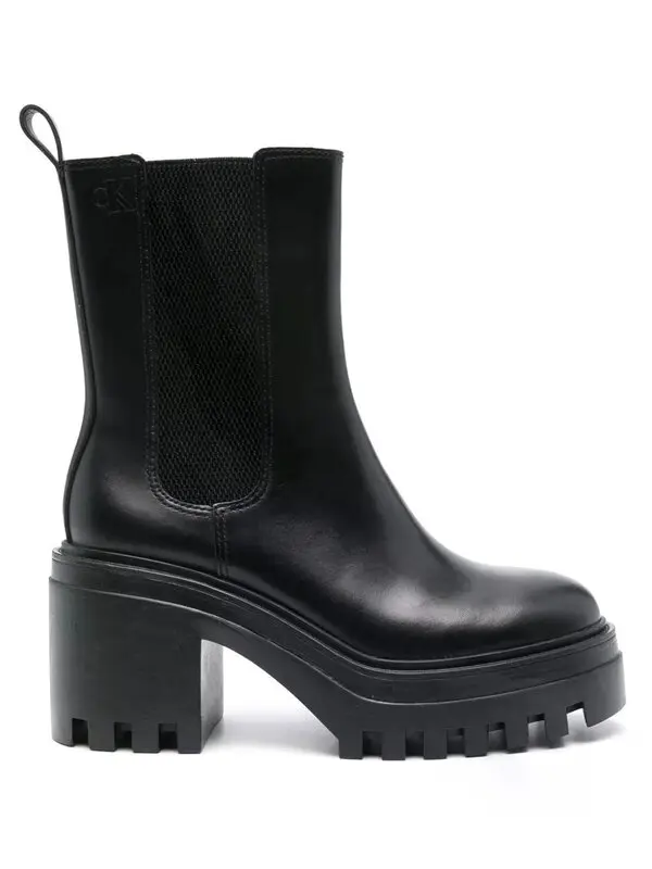 Calvin Klein 50mm Leather Chelsea Boots - Black