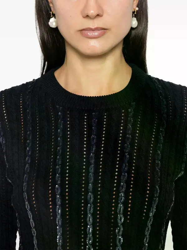GOLDEN GOOSE Sequin Embellished Cable Knit Sweater