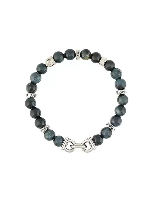 FERRAGAMO Semi-precious Stone And Gancini Bracelet - Black