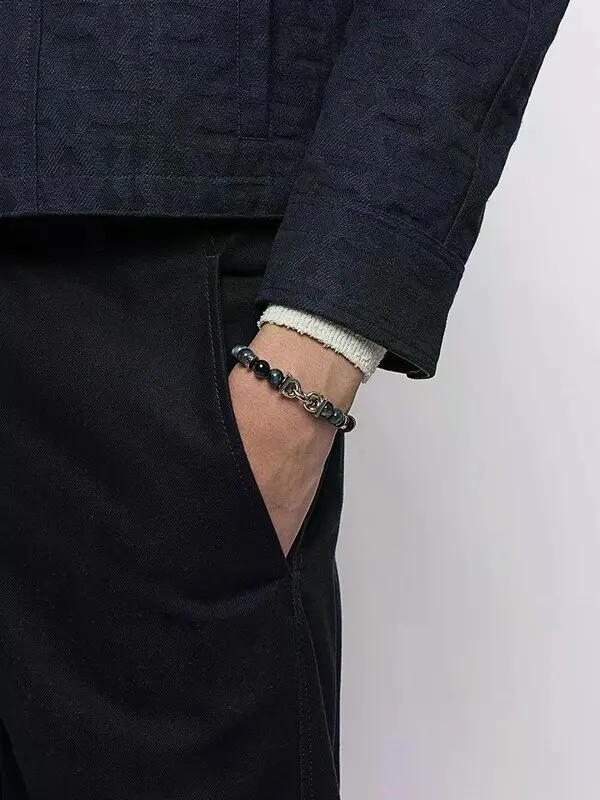 FERRAGAMO Semi-precious Stone Gancini Bracelet - Black