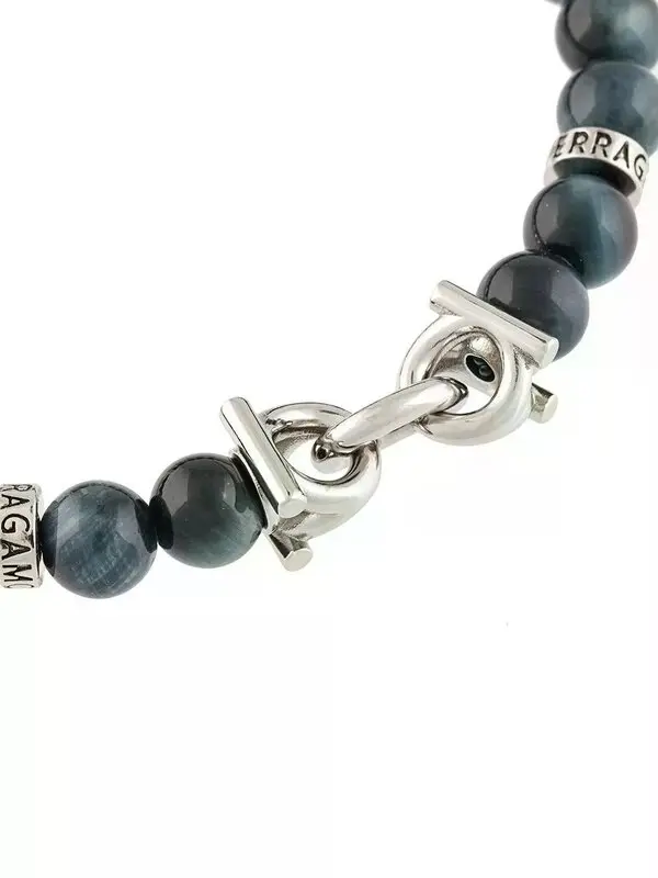 FERRAGAMO Semi-precious Stone Gancini Bracelet - Black