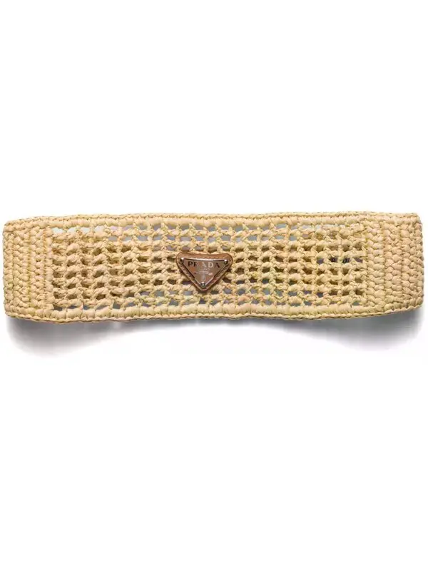 Prada Woven Raffia Effect Hairband - Neutrals