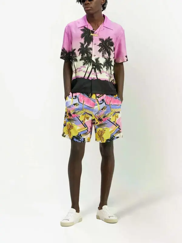 Palm Angels Miami Floral-print Deck Shorts - Pink