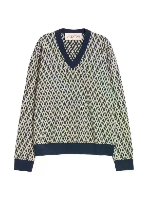 Valentino Garavani Wool Jumper With "toute La V" Jacquard Pattern