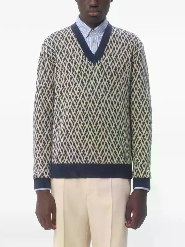 Valentino Garavani Wool Jumper With "toute La V" Jacquard Pattern