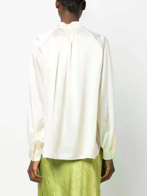 Max Mara Silk Satin Band Collar Blouse