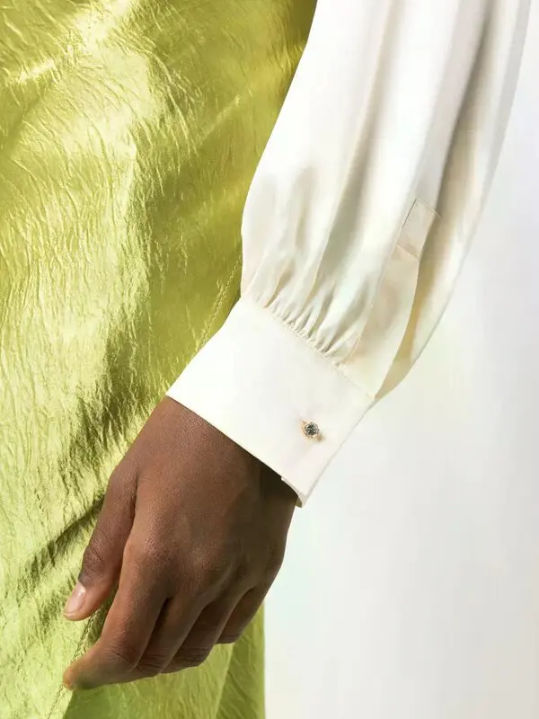 Max Mara Silk Satin Band Collar Blouse