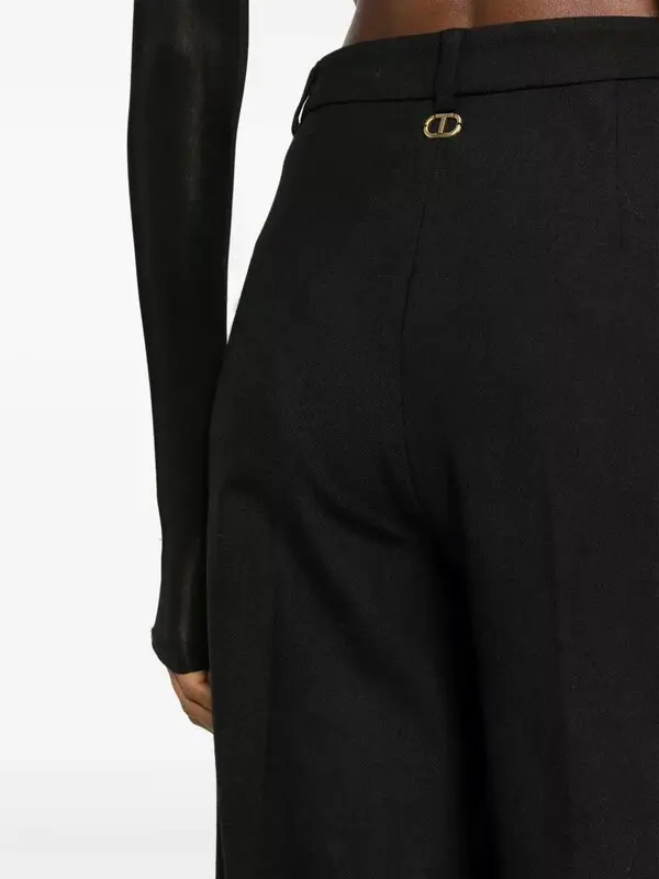 TWINSET Logo Plaque High-waisted Wide-leg Trousers