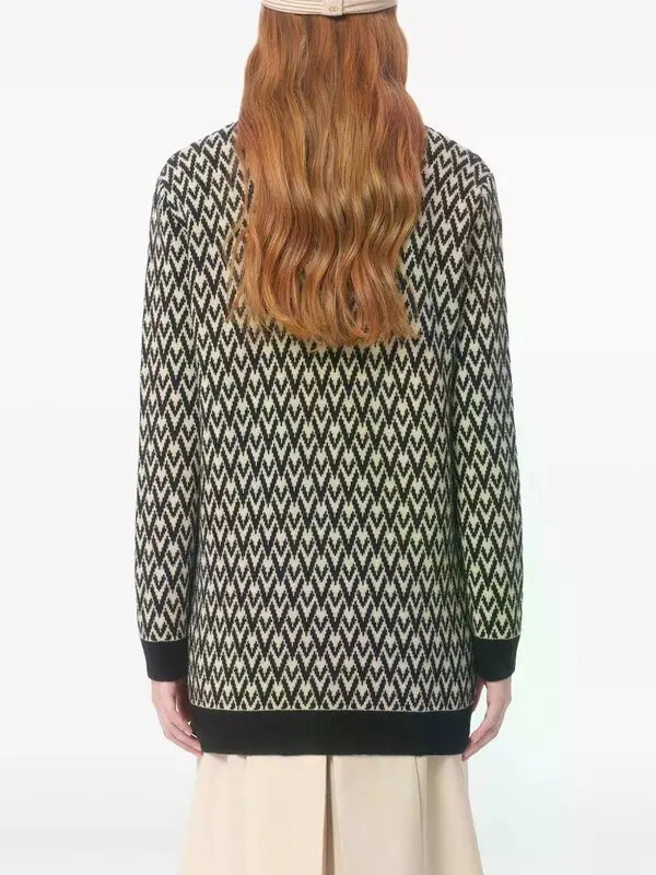 Valentino Garavani Geometric Pattern Virgin Wool Cardigan
