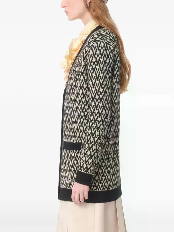Valentino Garavani Geometric Pattern Virgin Wool Cardigan