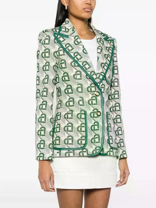 Casablanca Heart Jacquard Peak Lapel Blazer