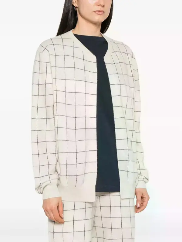 Frenckenberger Windowpane Checked Cardigan