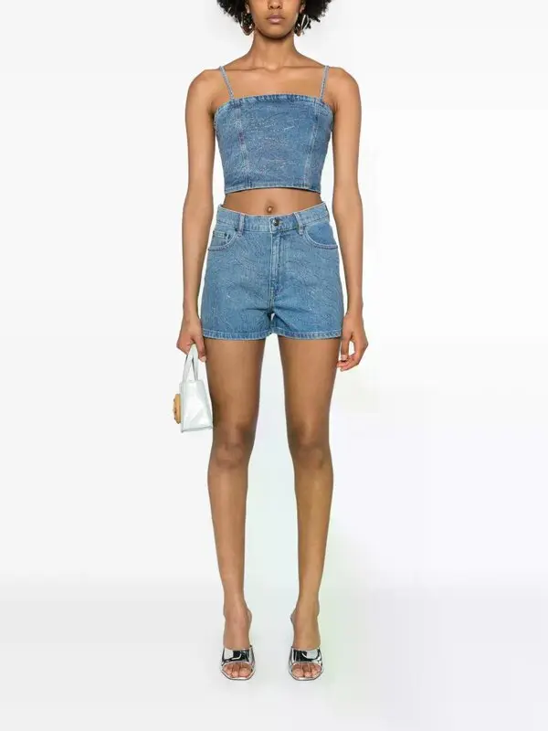 ROTATE BY BIRGER CHRISTENSEN Embellished High-rise Denim Shorts