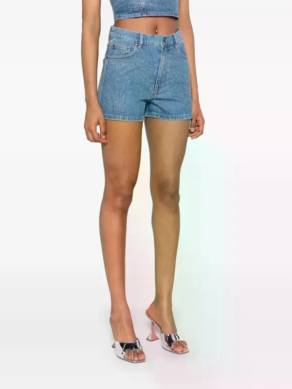 ROTATE BY BIRGER CHRISTENSEN Embellished High-rise Denim Shorts
