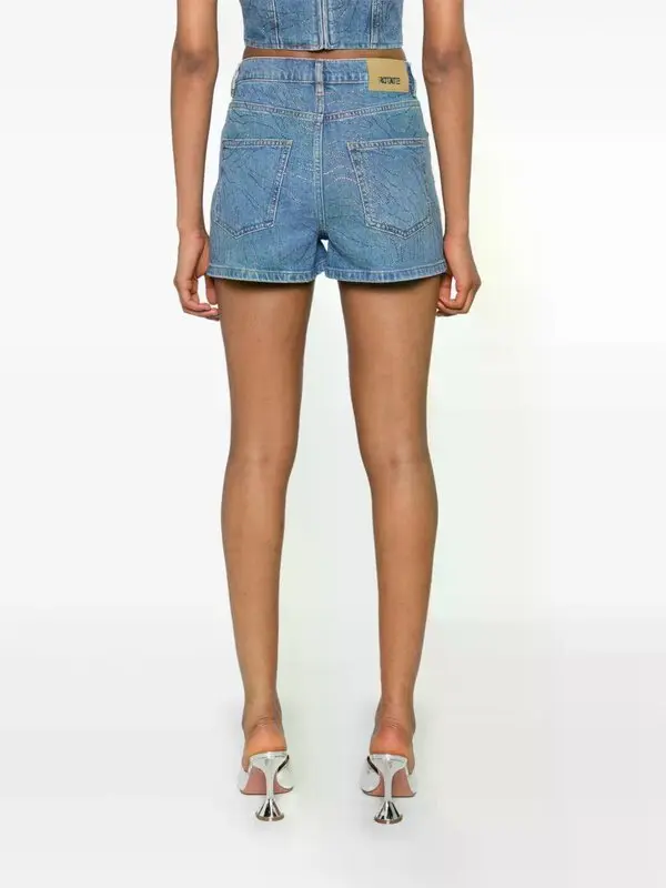 ROTATE BY BIRGER CHRISTENSEN Embellished High-rise Denim Shorts
