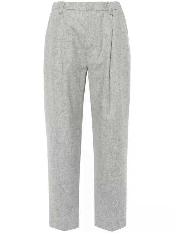 Brunello Cucinelli Mélange Pleated Tapered Trousers