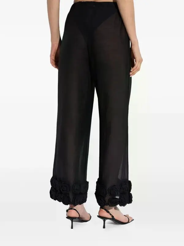 Oseree Floral Appliqué Straight Leg Trousers