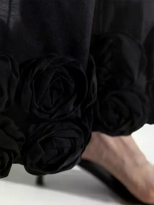 Oseree Floral Appliqué Straight Leg Trousers