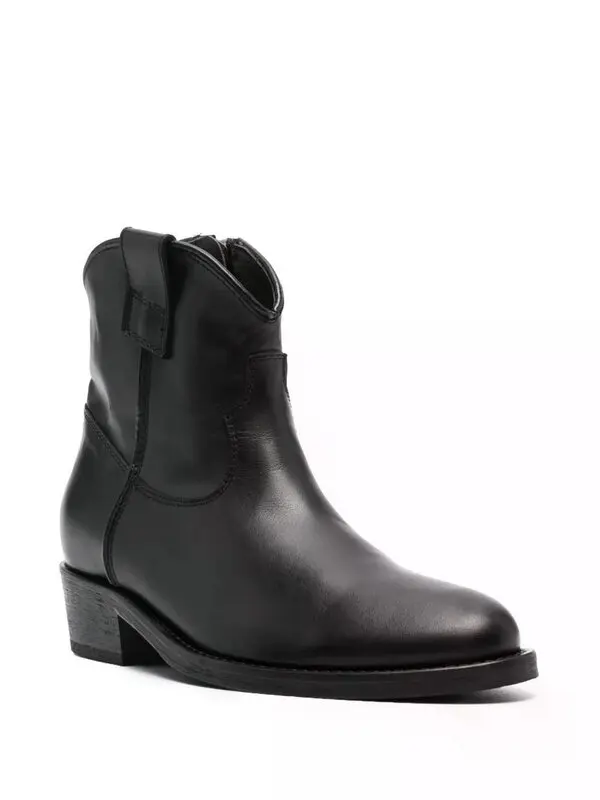 VIA ROMA 15 Calf Leather Cowboy Ankle Boots - Black