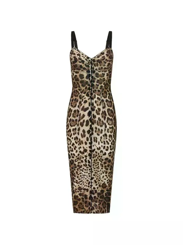 Dolce & Gabbana Leopard-print Midi Dress - Neutrals