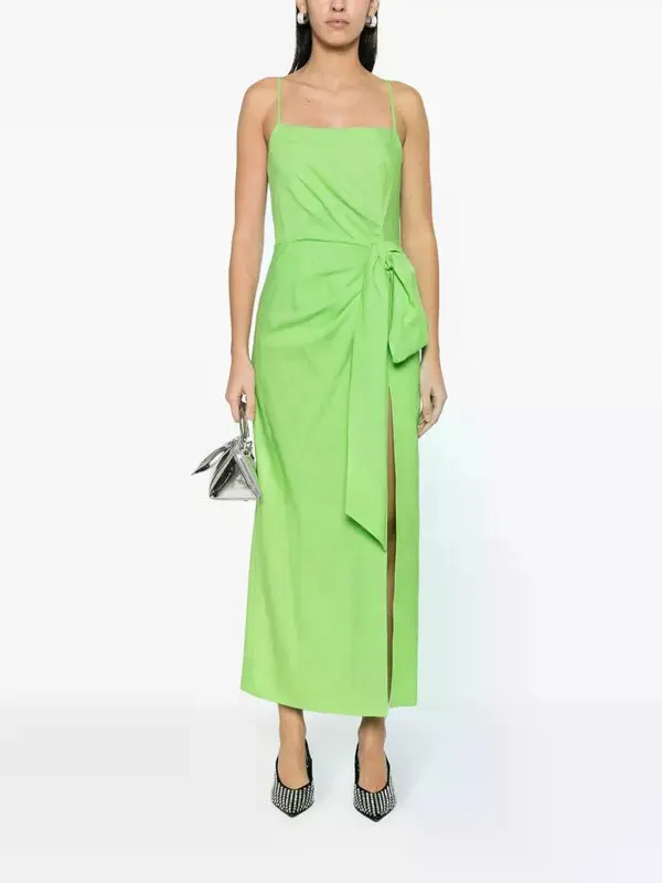 MSGM Gathered-detail Maxi Dress - Green