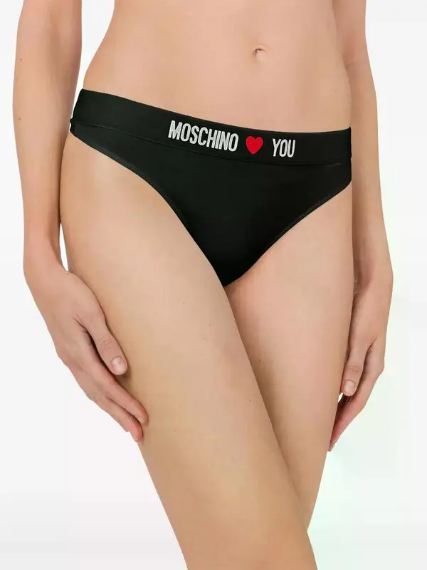 Moschino Loves You Thongs - Black